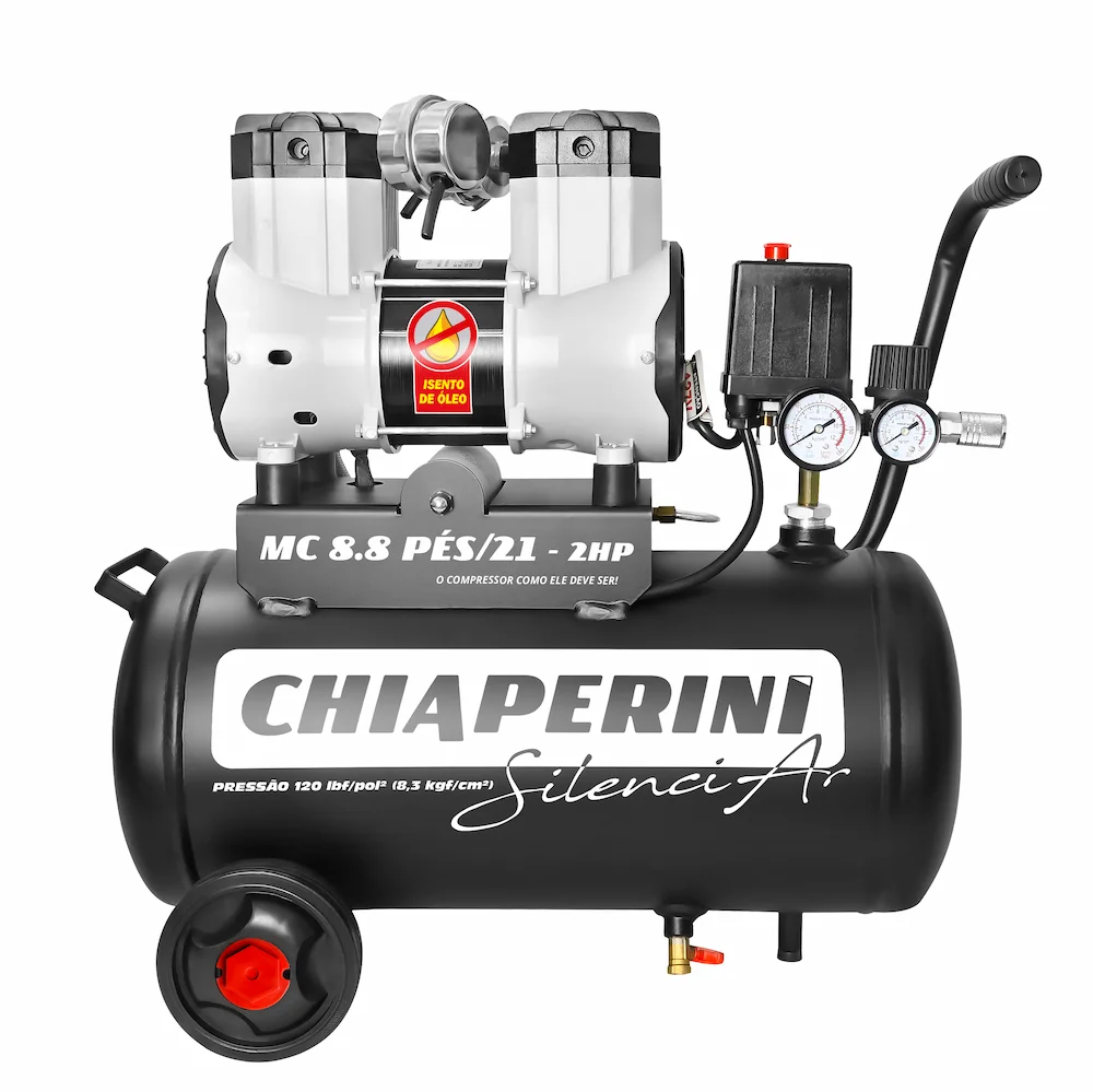 Motocompressor de ar Silencioso 21 litros 2HP - Chiaperini SilenciAR MC ...